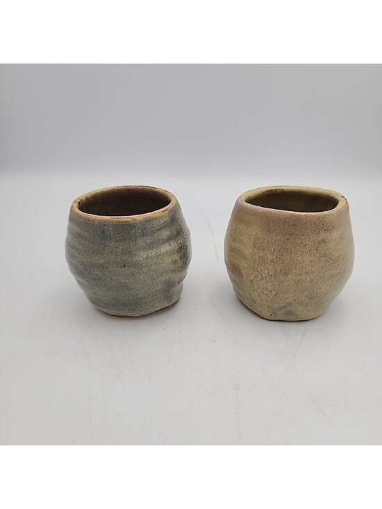 Dining | Hagiyaki Set Of 2 Japanese Handmade Green Tea Cups Pottery No ...